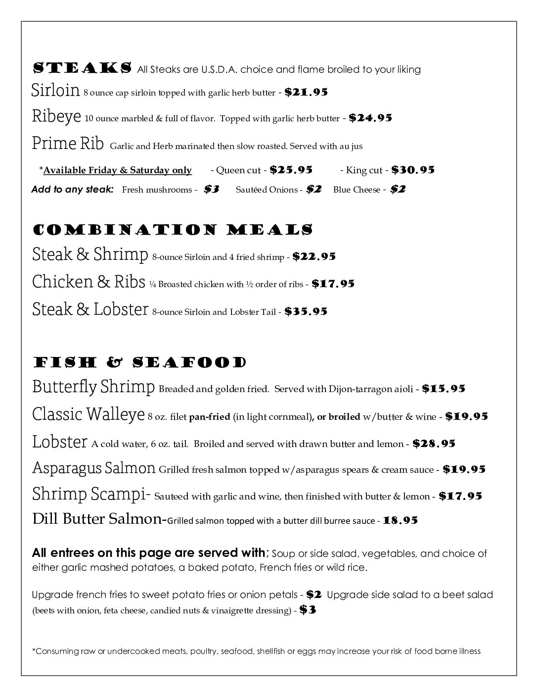 Menu – The Historic Rock Tavern